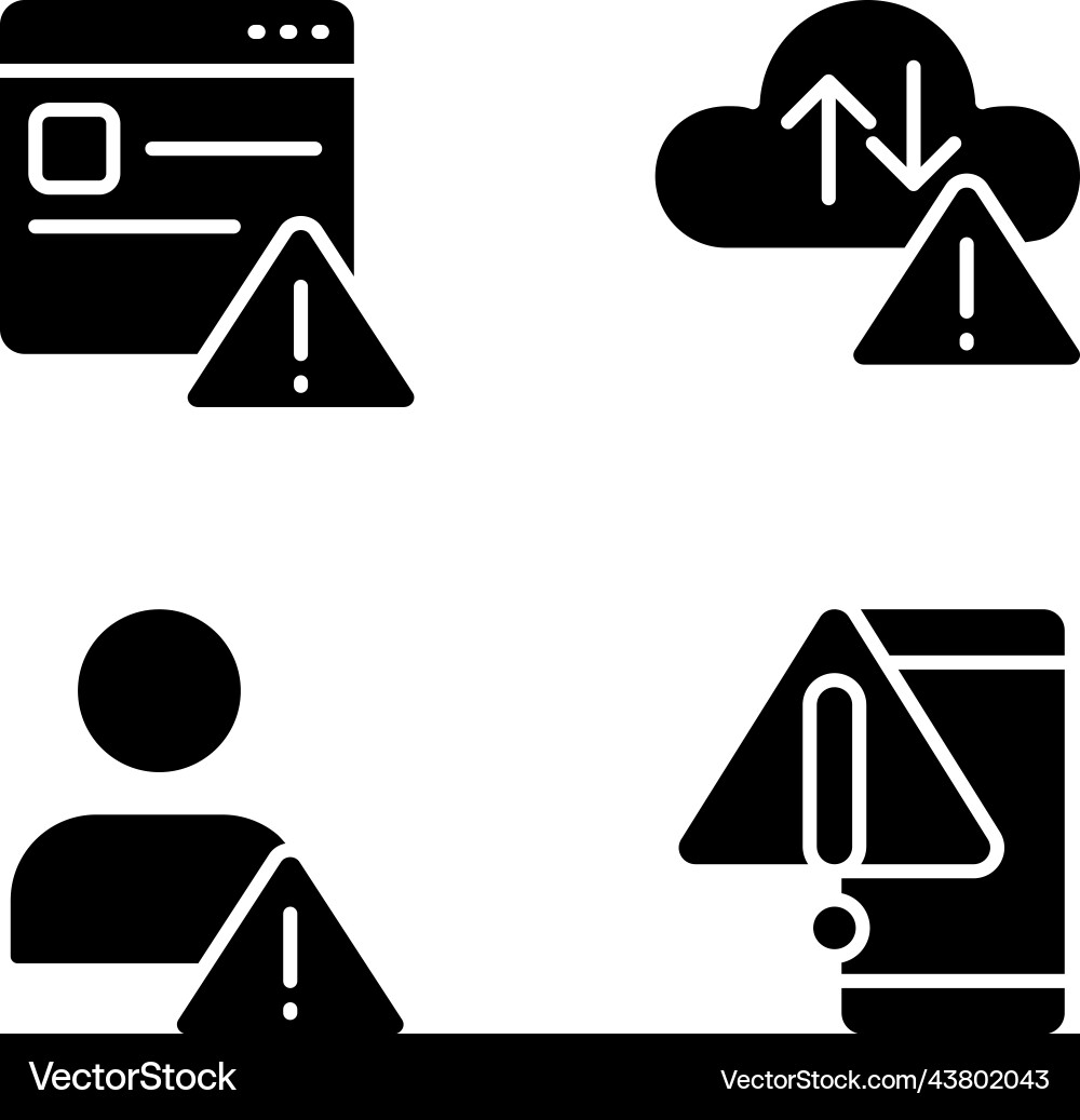 Website access denied black glyph icons set Vector Image