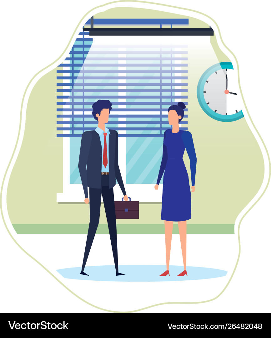 Business couple in workplace characters Royalty Free Vector