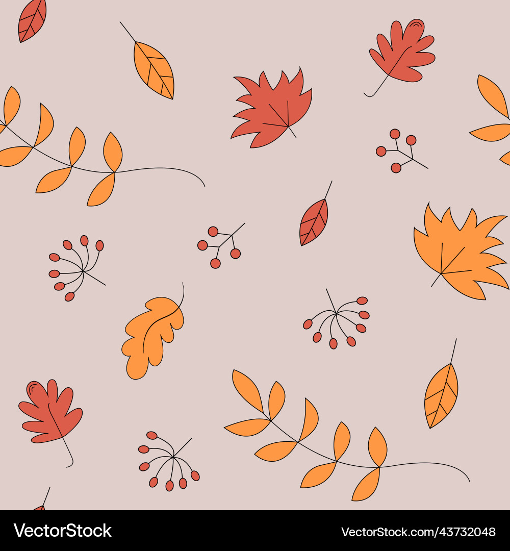 Cartoon autumn leaves seamless pattern Royalty Free Vector