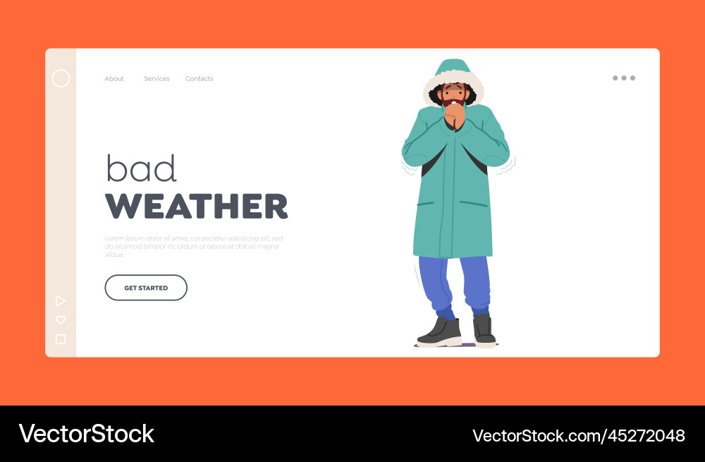Cold bad weather landing page template freezing Vector Image