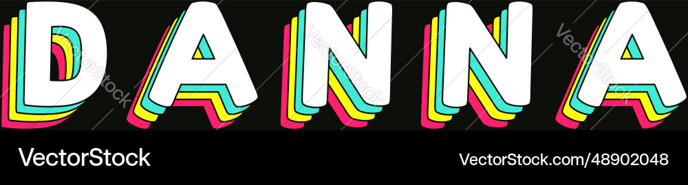 Danna - retro rainbow typography faded style Vector Image