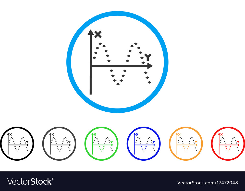 Dotted sine plot rounded icon Royalty Free Vector Image