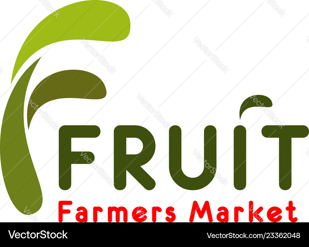 F letter icon for fruit farmer market Royalty Free Vector