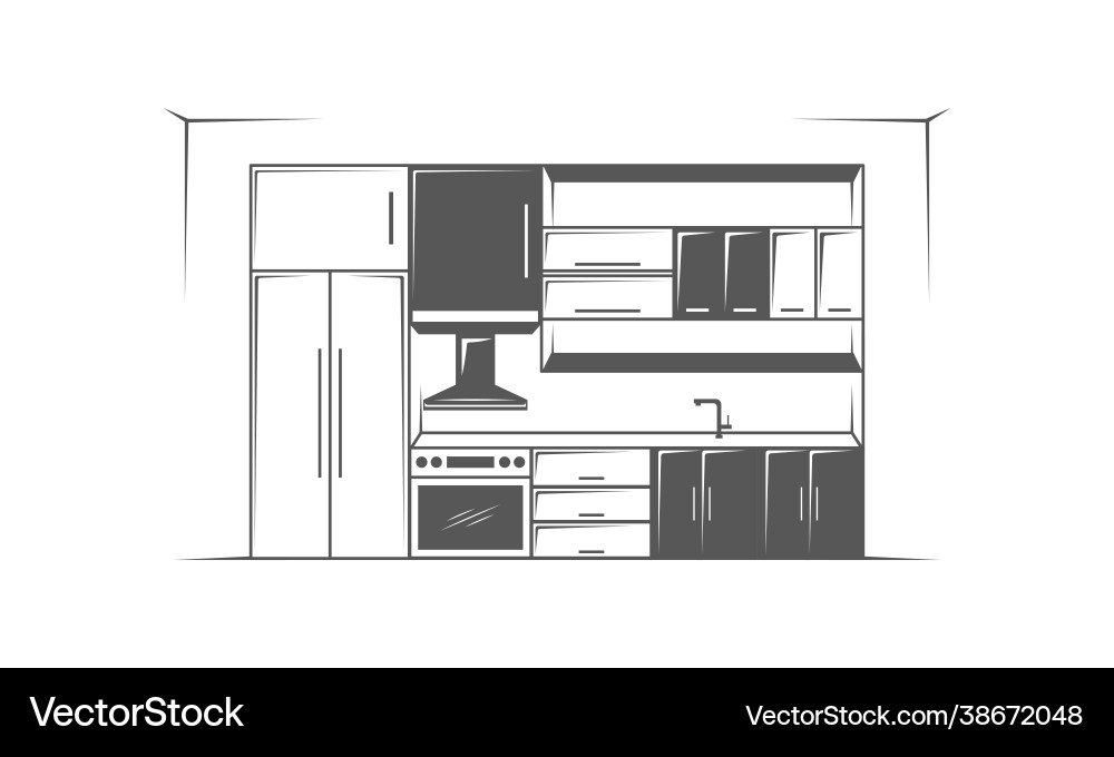 Furniture kitchen room minimalist logo Royalty Free Vector