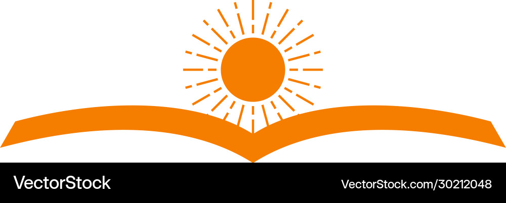 Geometric sunrise book shape education symbol logo