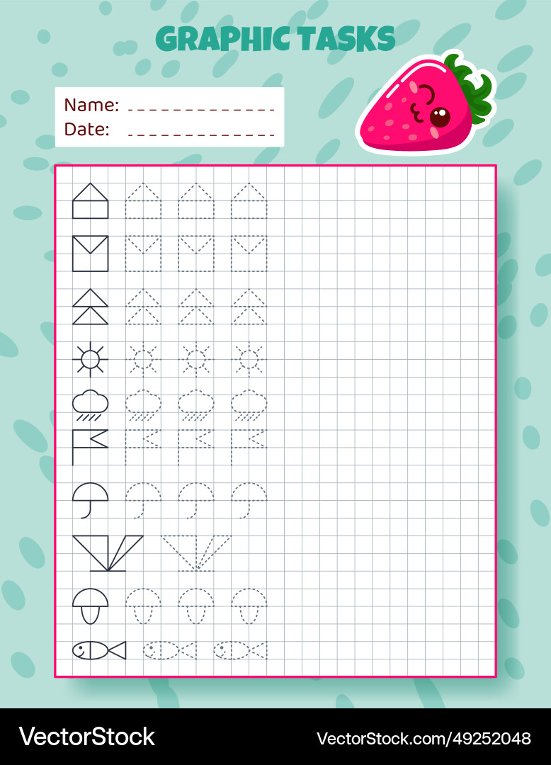 Graphic tasks by cells educational game for kids Vector Image