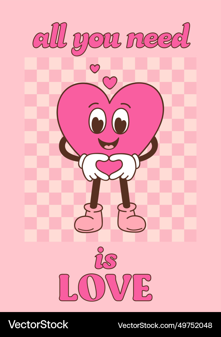 Greeting card with cute retro heart Royalty Free Vector