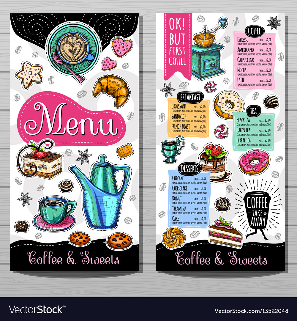 Hand drawn menu Royalty Free Vector Image - VectorStock