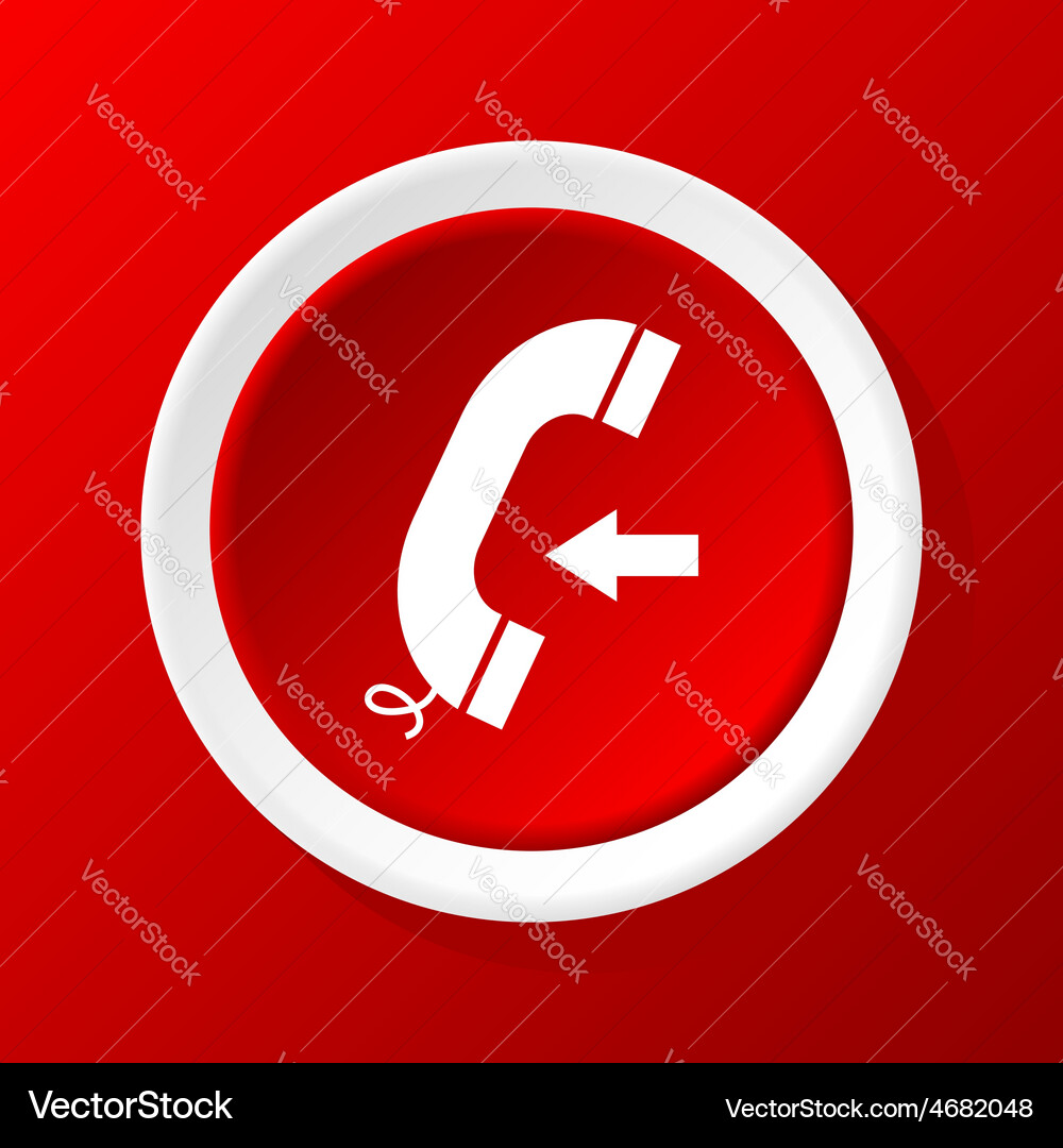 Incoming call icon on red Royalty Free Vector Image