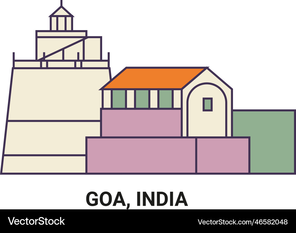 India goa travel landmark Royalty Free Vector Image