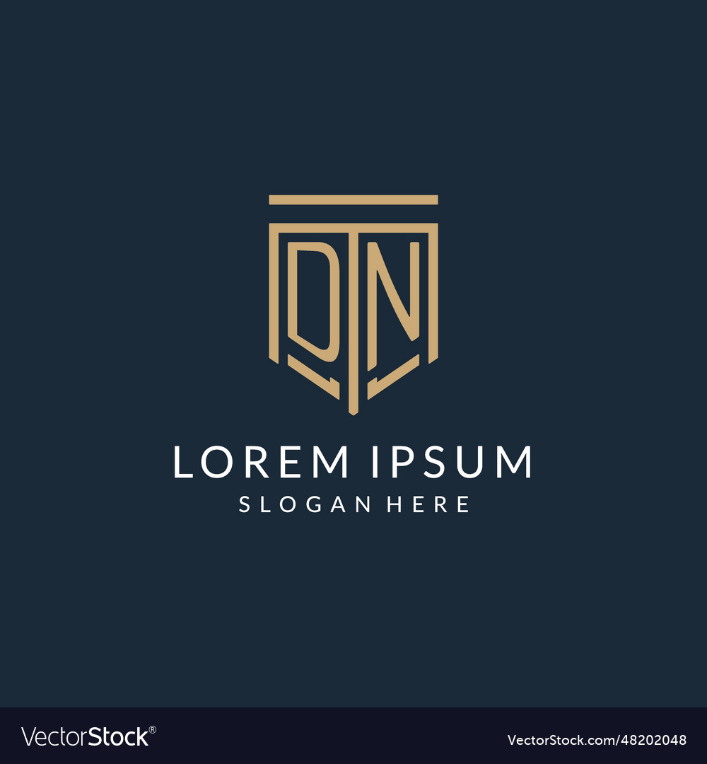 Initial dn shield logo monoline style modern Vector Image Initial dn shield logo monoline style modern Vector Image