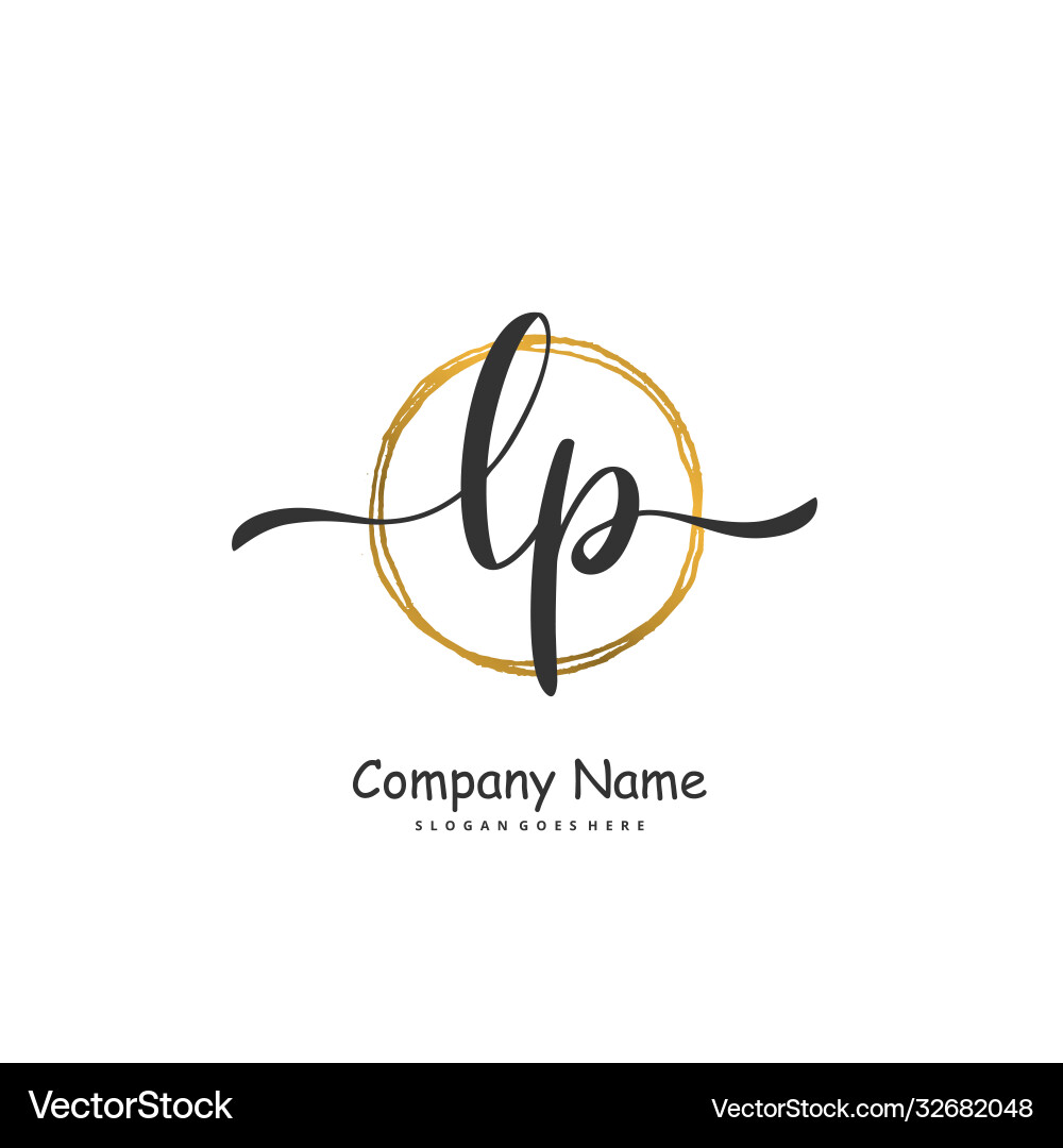 L p lp initial handwriting and signature logo Vector Image