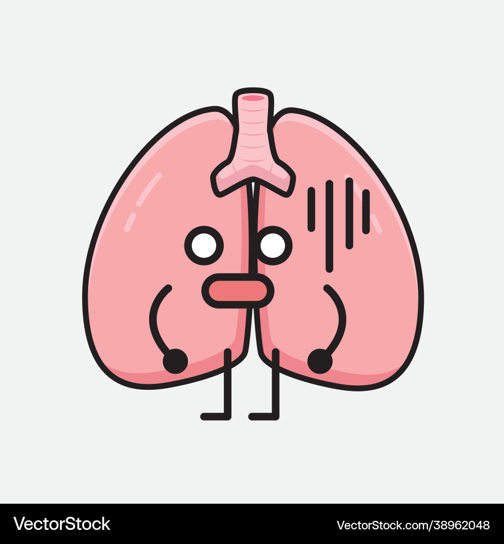 Lungs character with cute face and simple body Vector Image