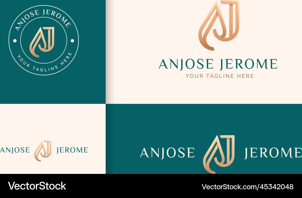 Luxury letter a j monogram style logo design Vector Image