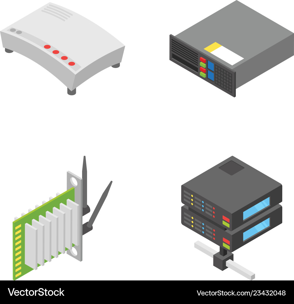 Pack of network and connection devices icons Vector Image