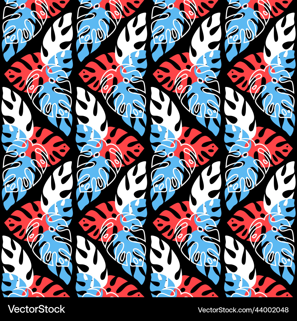 Rainforest seamless pattern on dark background Vector Image