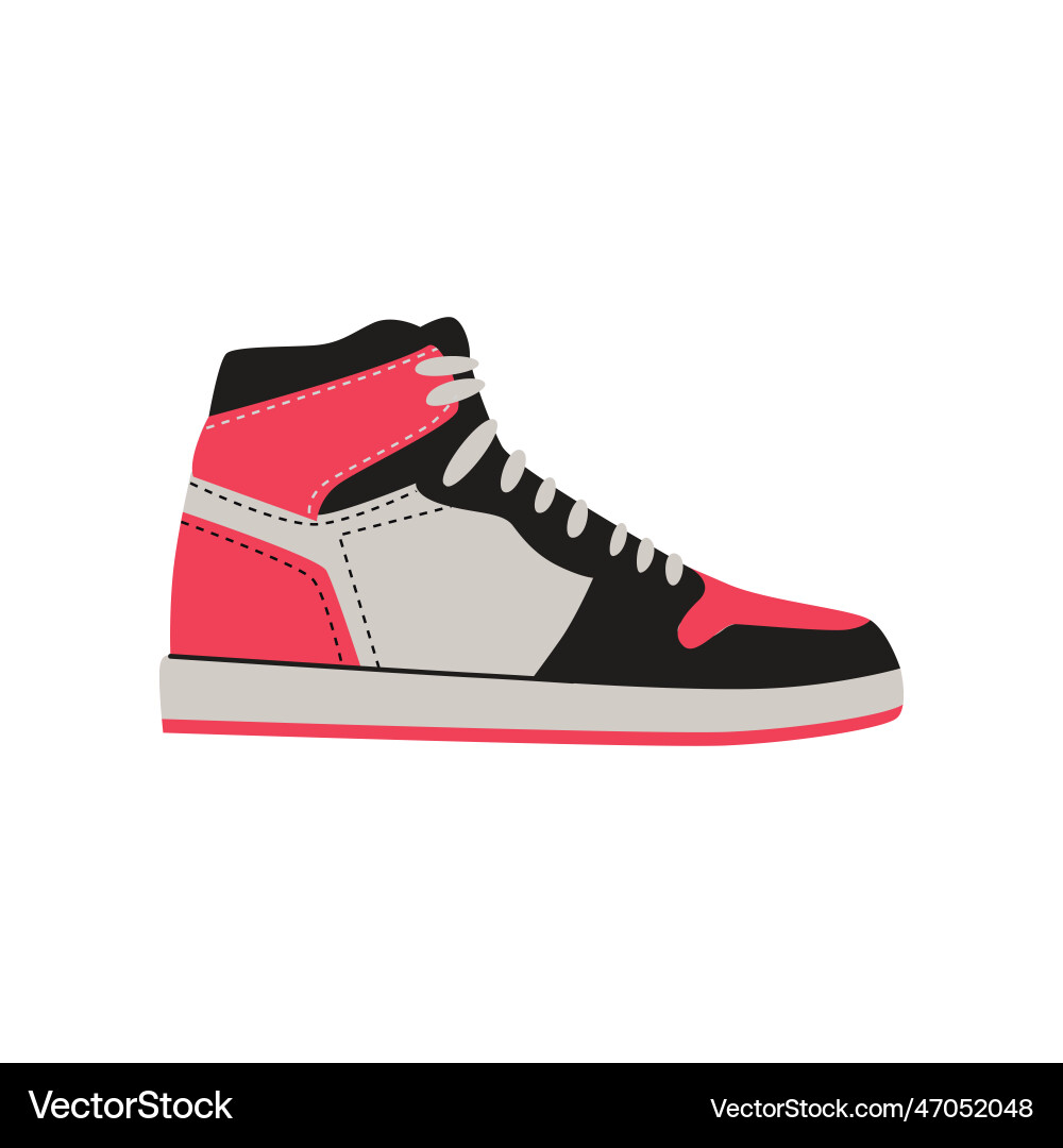 Red white and black running shoe design Royalty Free Vector