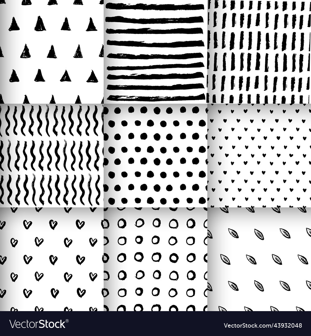 Seamless patterns hand drawn Royalty Free Vector Image