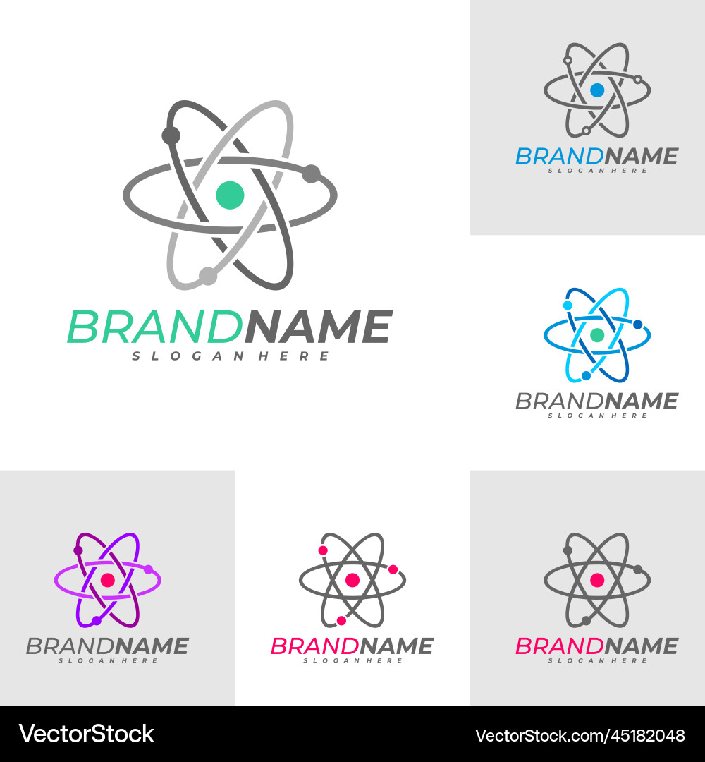 Set of scientific atom logo template science Vector Image