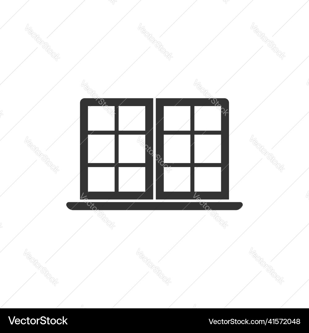 Window icon in flat style casement on isolated Vector Image