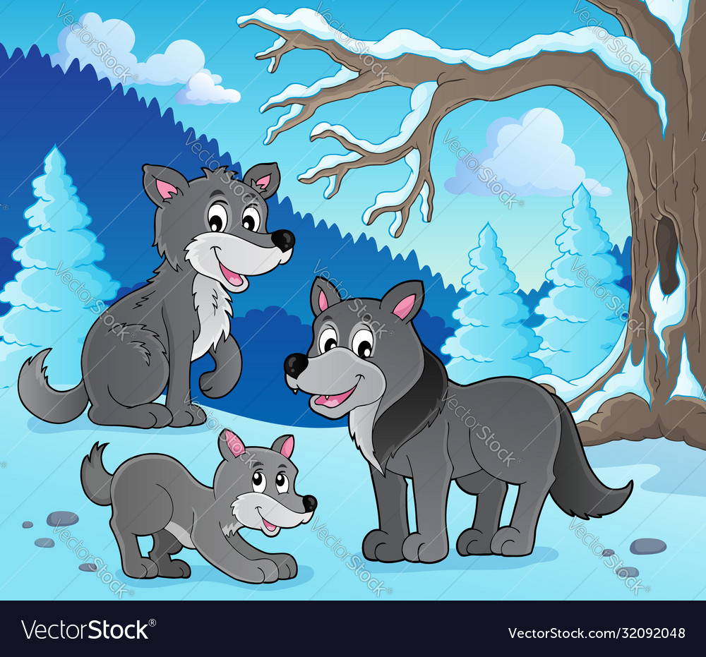 Wolves theme image 4 Royalty Free Vector Image