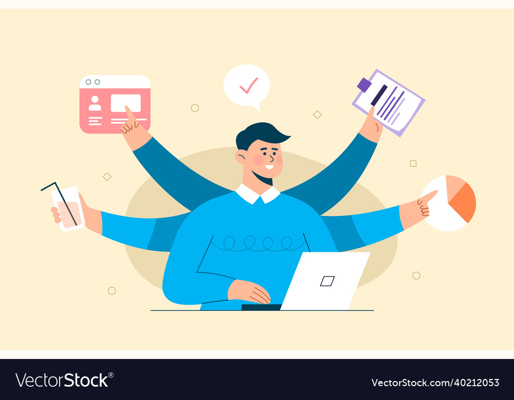 Business mandealing multi task new idea working Vector Image