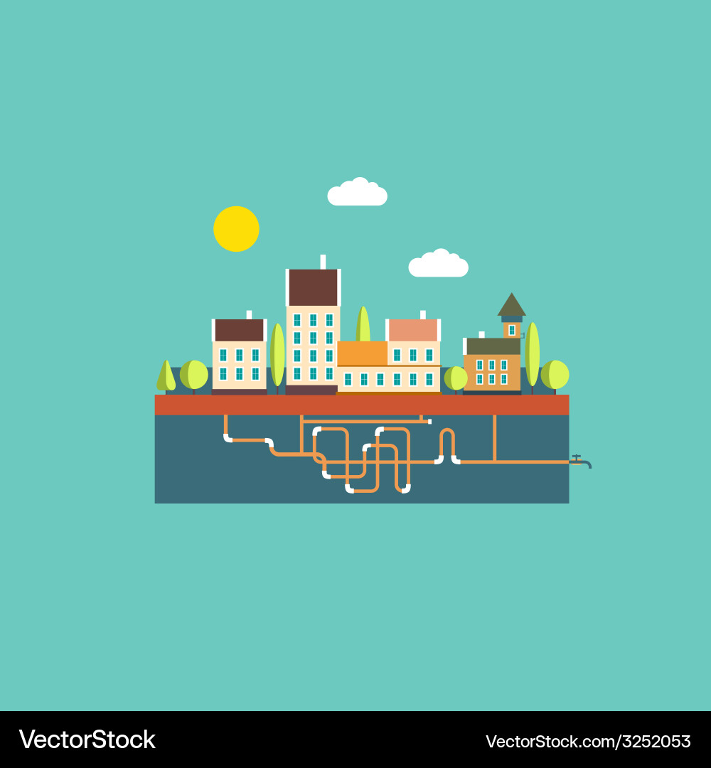 Color flat contours urban landscape Royalty Free Vector
