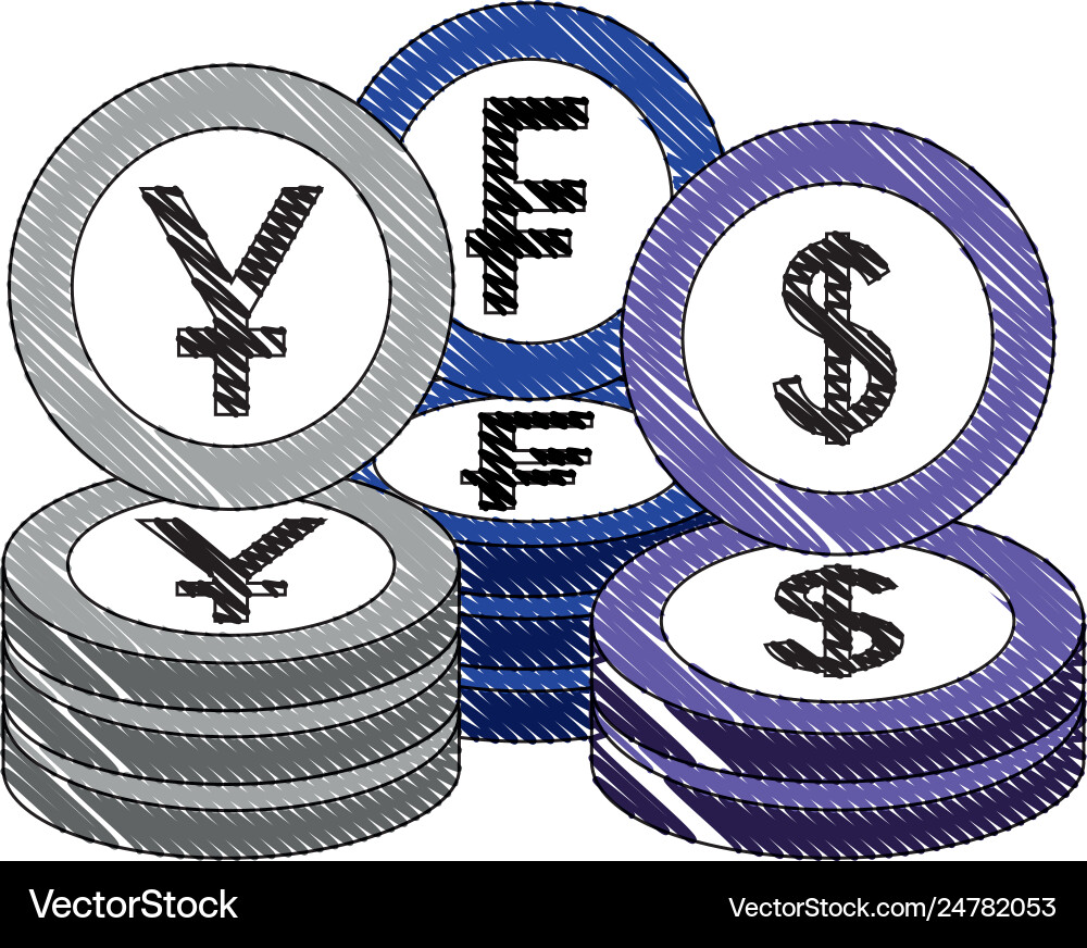 Crypto coins pile icons Royalty Free Vector Image