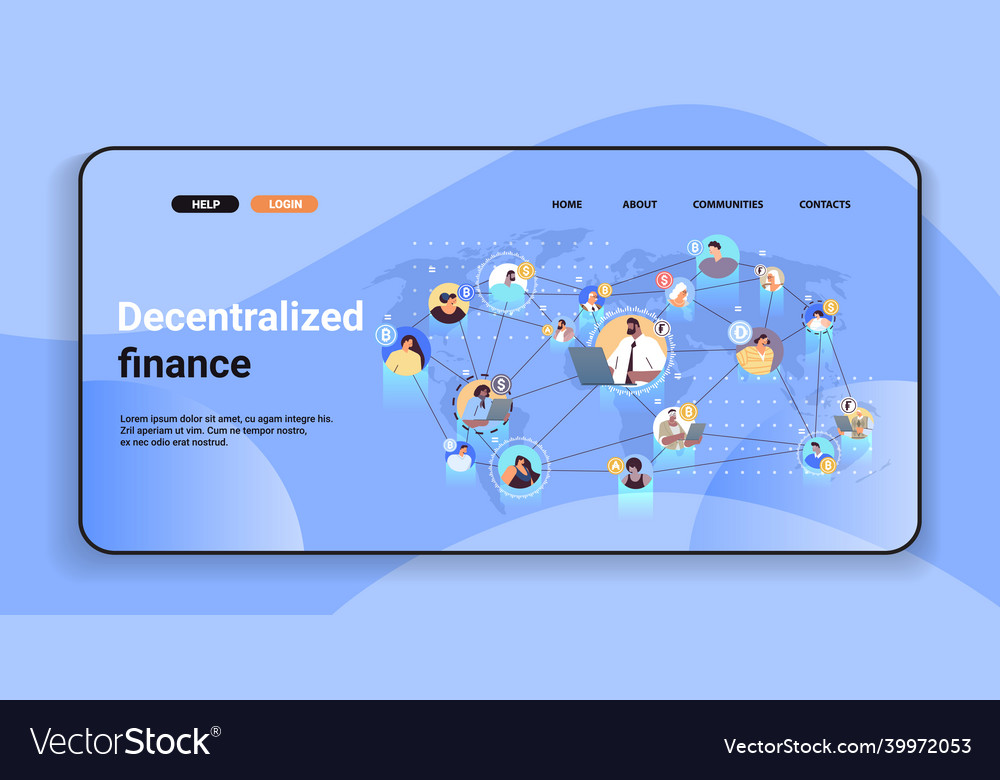 Defi decentralized finance system cryptocurrency Vector Image Defi decentralized finance system cryptocurrency Vector Image