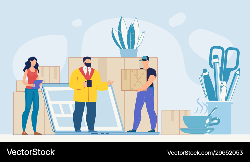 Delivery to office online service advertisement Vector Image