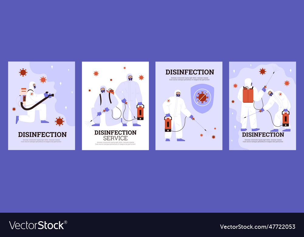 Disinfection service advertising posters set flat Vector Image