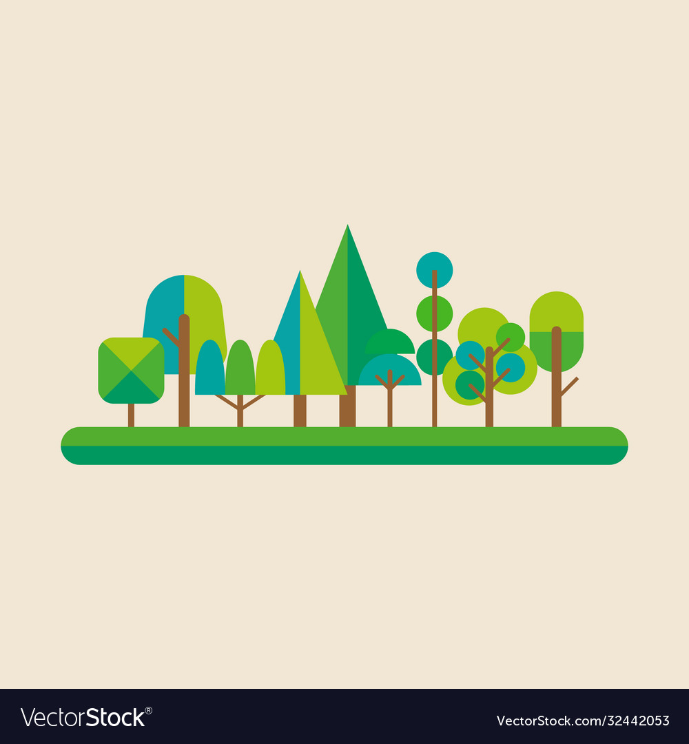 Forest in flat style Royalty Free Vector Image