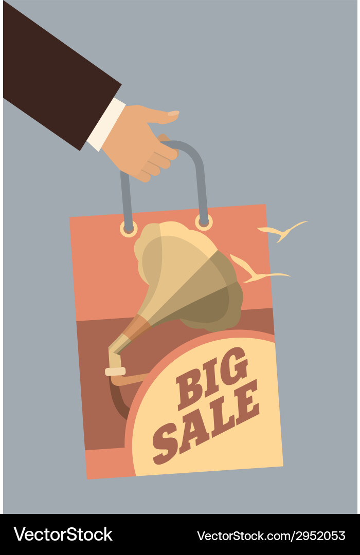 Human hand with shopping bags Royalty Free Vector Image
