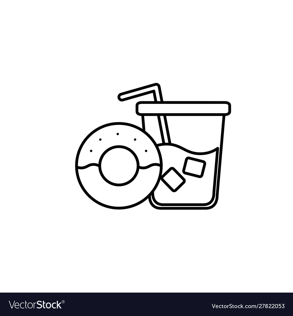 Isolated Iced Coffee Glass Icon Line Design Vector Image