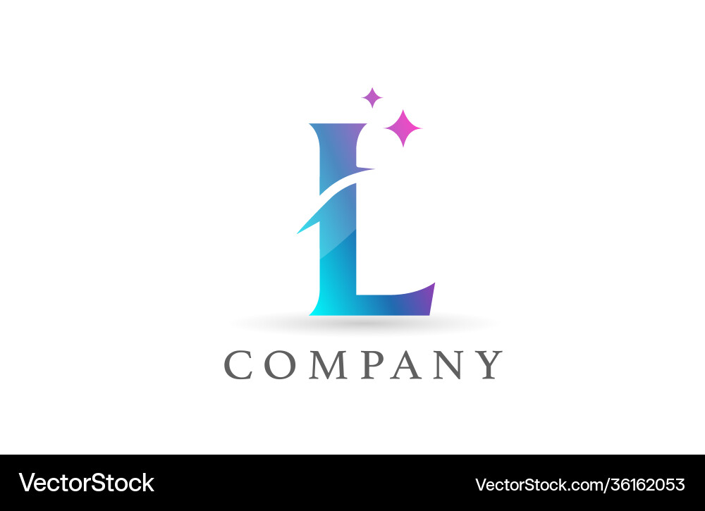 L pink blue gradient alphabet letter logo Vector Image