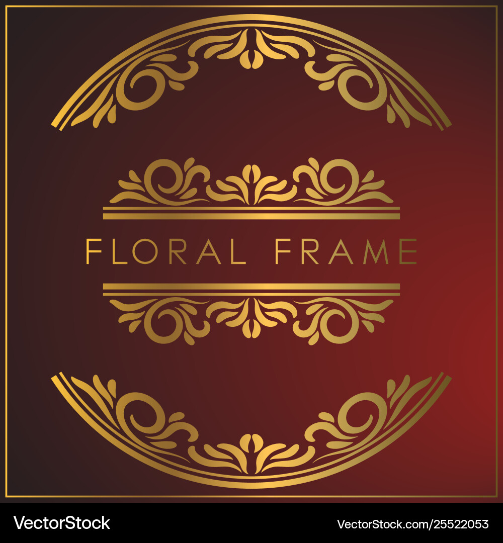 Luxury golden frame design gold background Vector Image