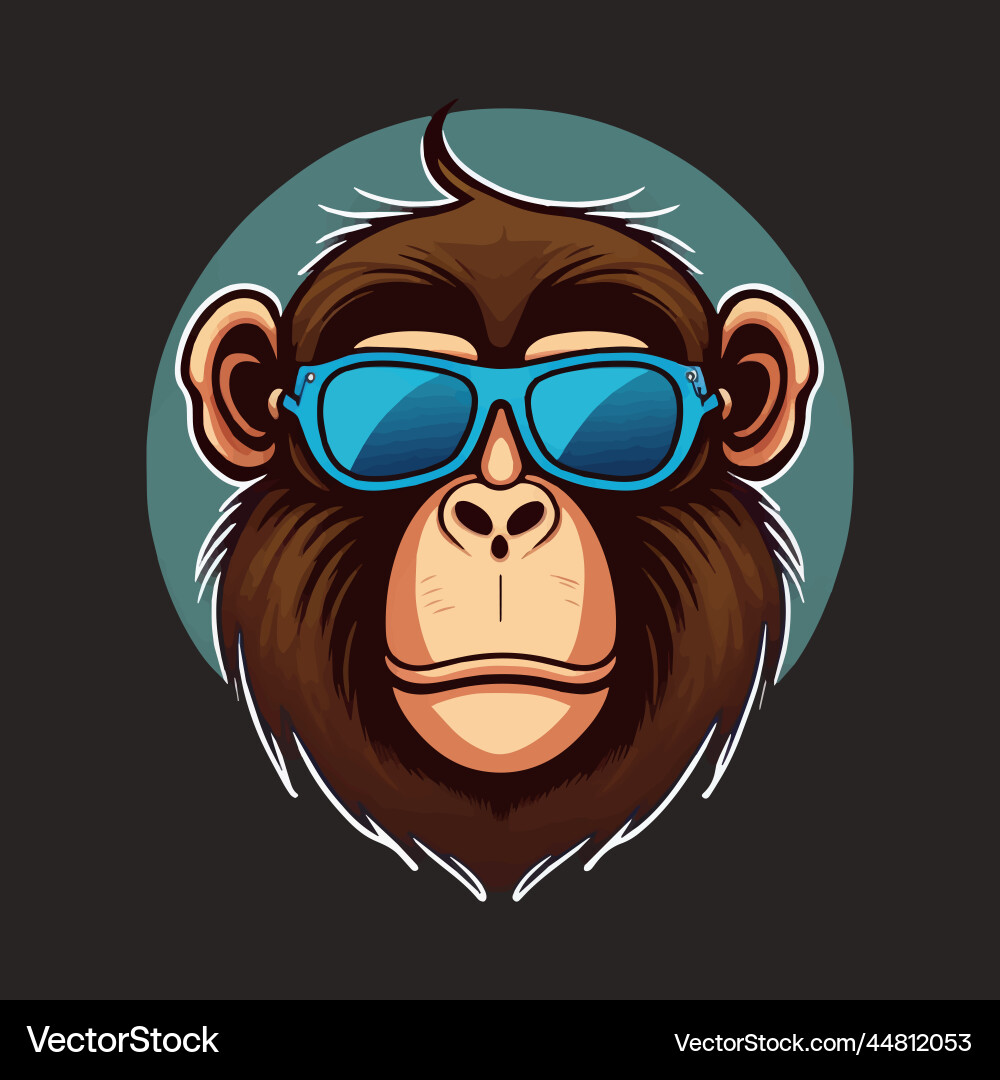 Monkey head face mascot logo geek chimpanzee Vector Image