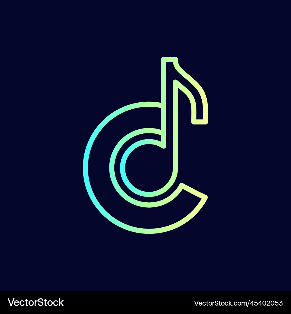 Music note logo design brand letter c Royalty Free Vector