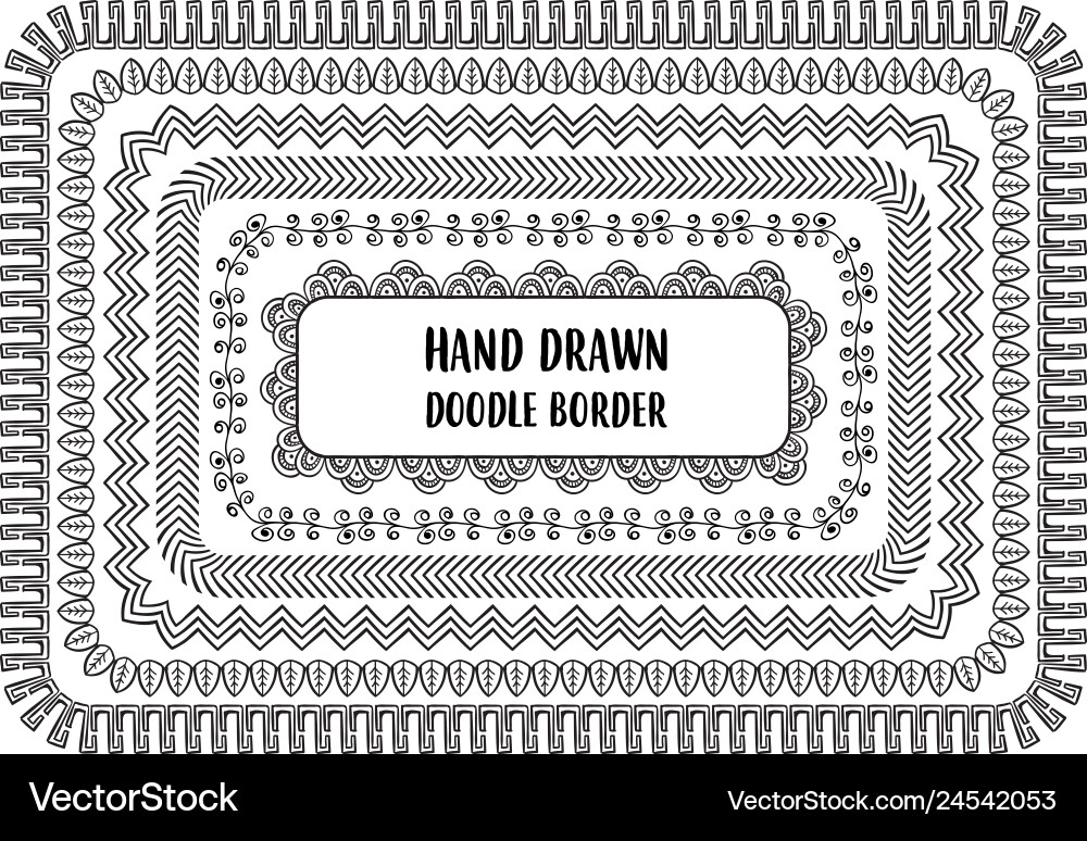 Set of hand drawn doodle border Royalty Free Vector Image