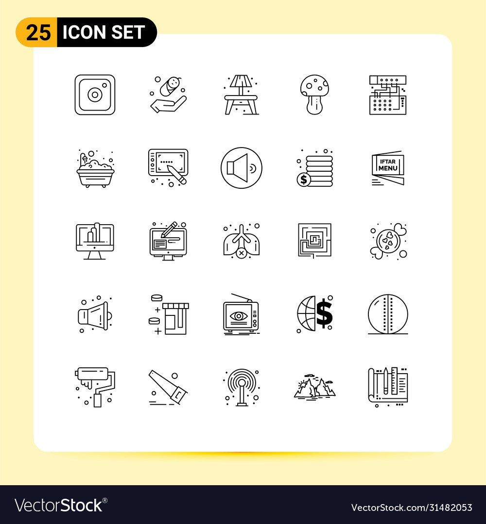 Stock icon pack 25 line signs and symbols for Vector Image