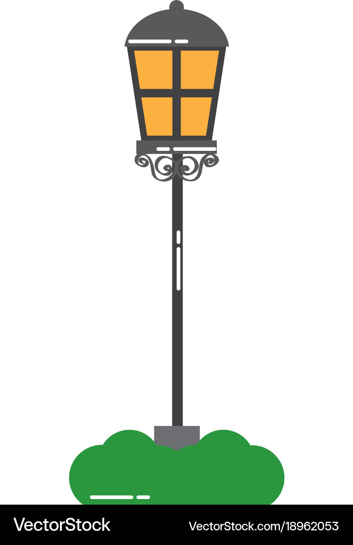 Street lamp light with grass decoration Royalty Free Vector