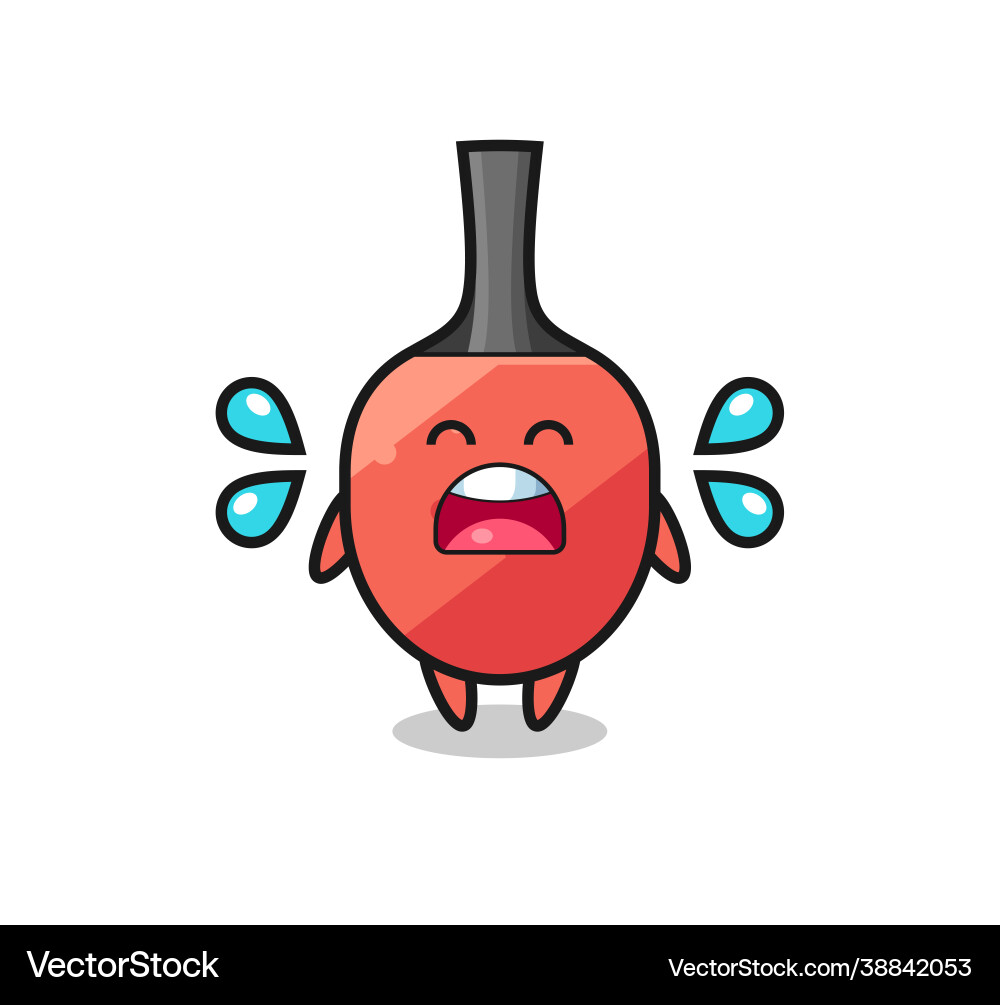 Table tennis racket cartoon with crying gesture Vector Image