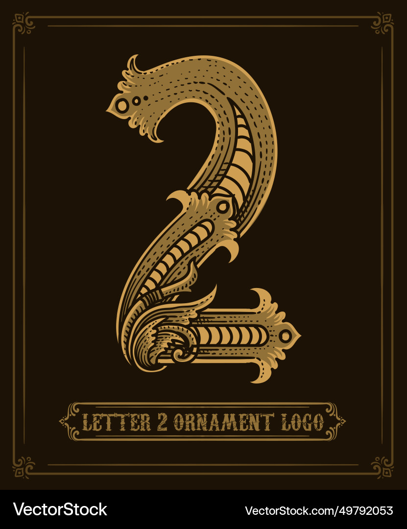 Vintage ornament logo number 2 Royalty Free Vector Image