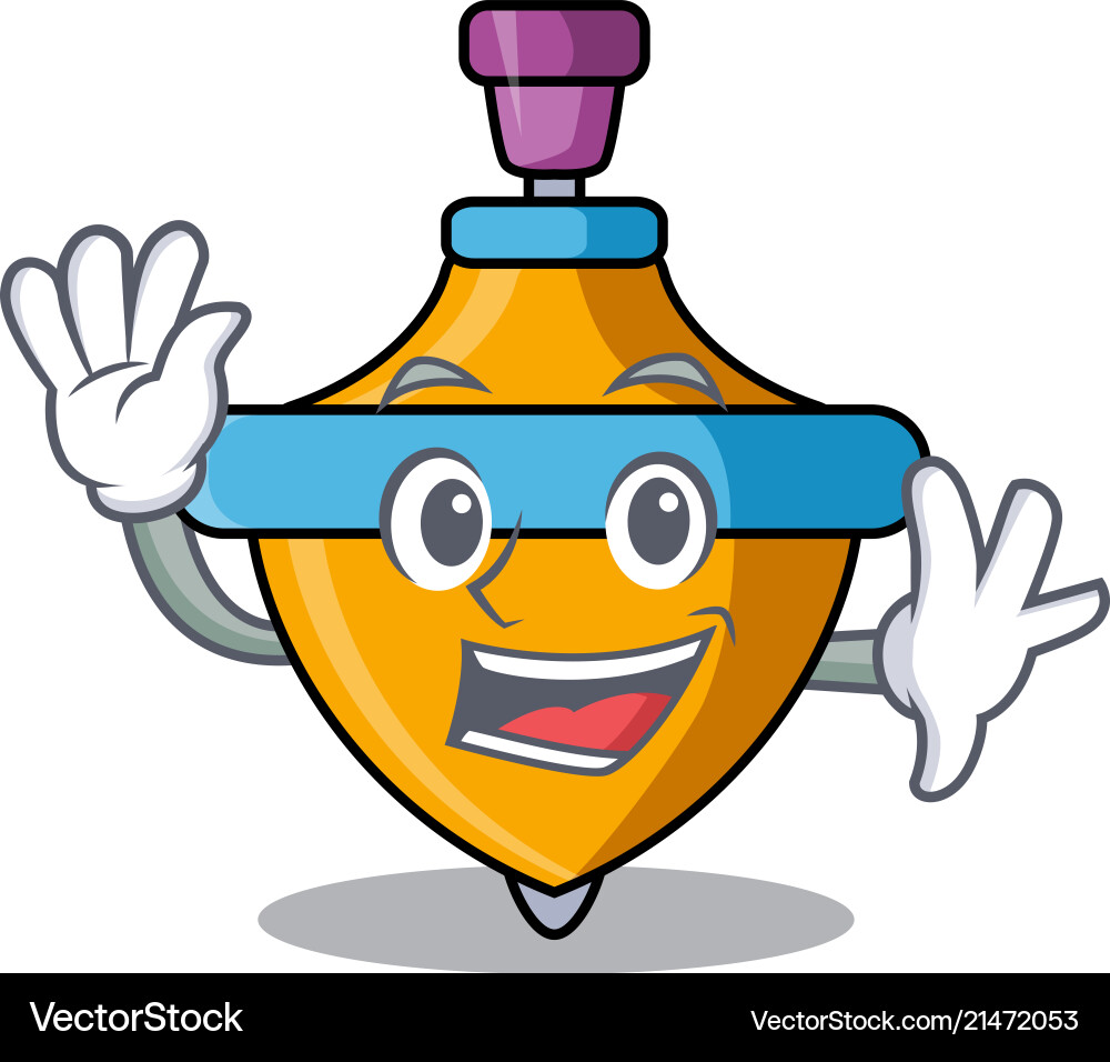 Waving spinning top character cartoon Royalty Free Vector