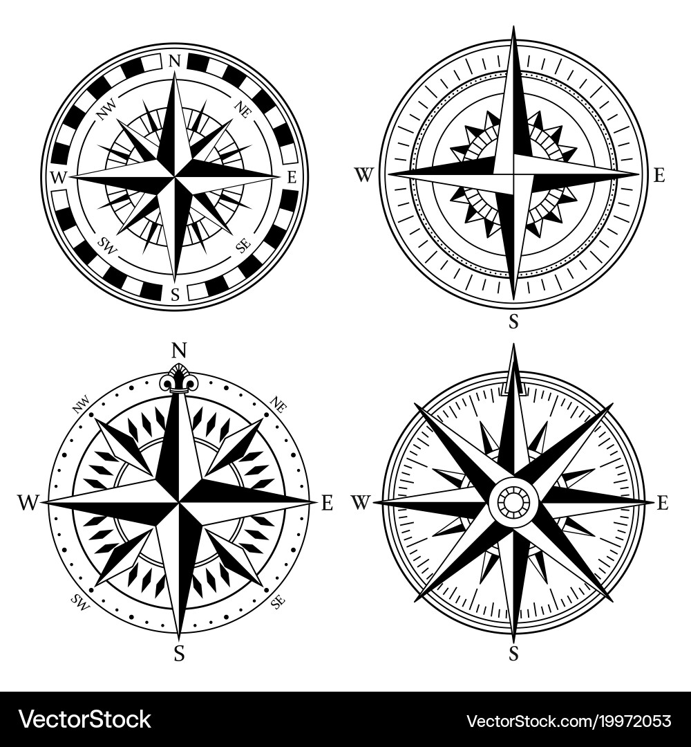 Wind rose retro design collection vintage Vector Image