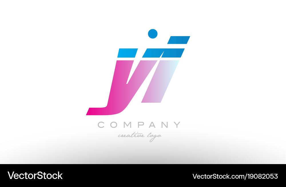 Yi y i alphabet letter combination pink blue bold Vector Image