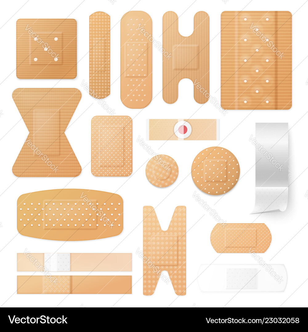 Adhesive plasters and patches isolated Royalty Free Vector