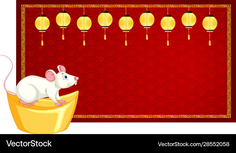 Banner template with rat on gold Royalty Free Vector Image