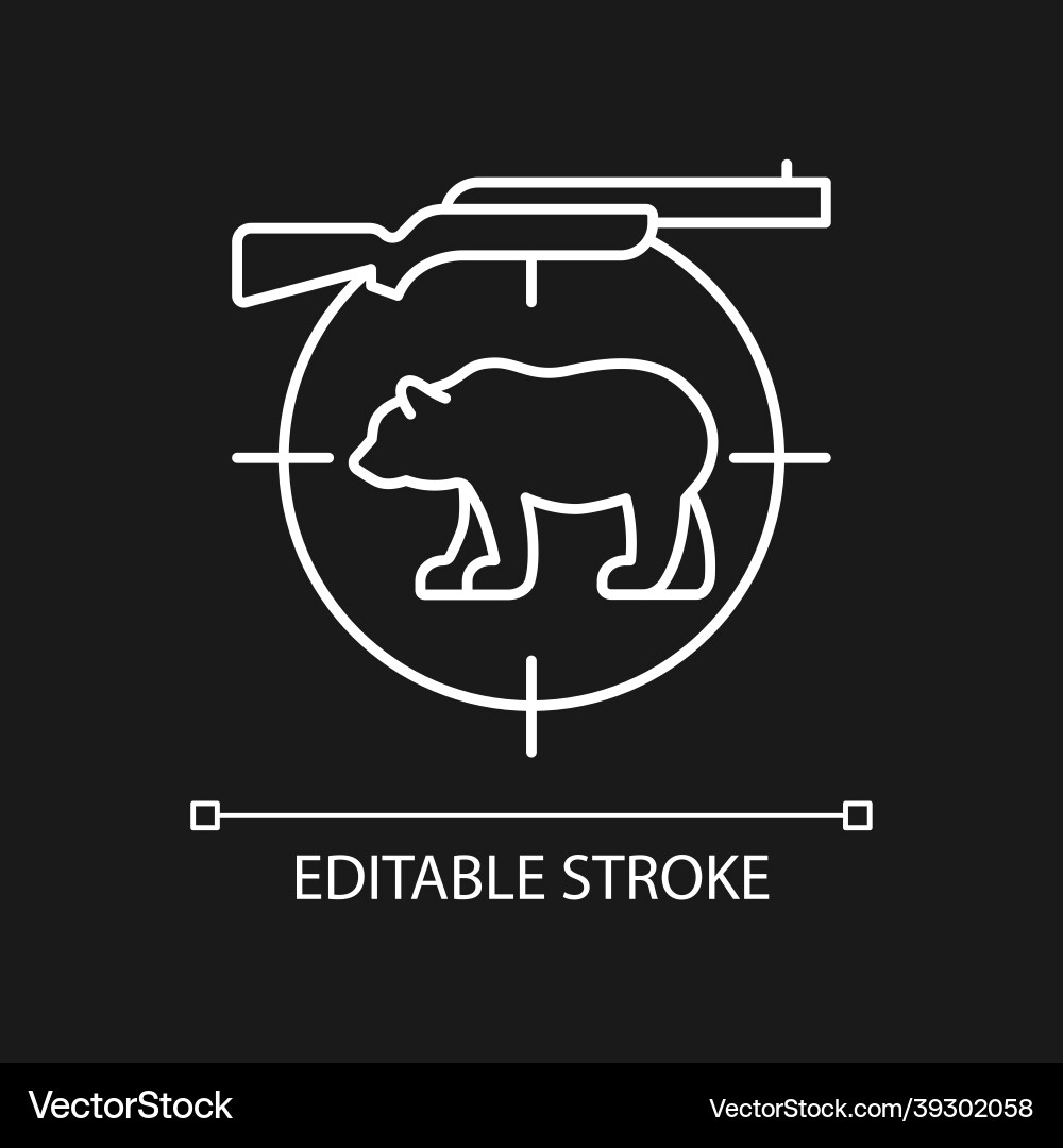 Big game hunting white linear icon for dark theme Vector Image