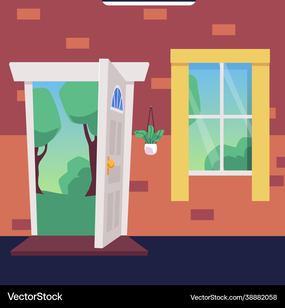 Cartoon flat open wooden Royalty Free Vector Image